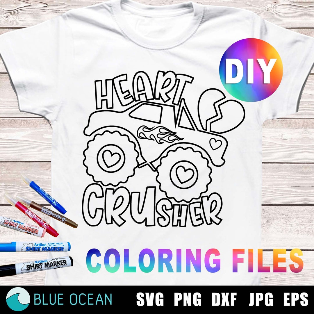 Heat Crusher SVG, Heart Crusher Coloring Shirt SVG, Valentine Boy ...