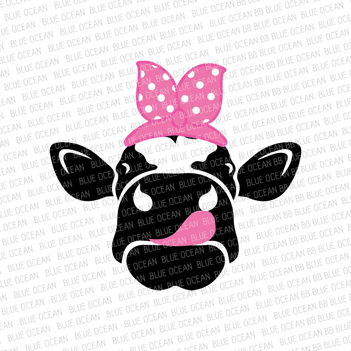 Cow With Pink Bandana SVG Cow With Tongue SVG Cow SVG - Etsy