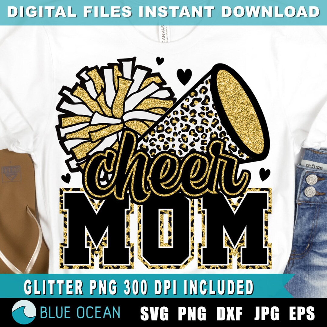Cheer Mom Svg, Leopard Megaphone Svg, Gold Cheerleader Svg, Cheerleader ...