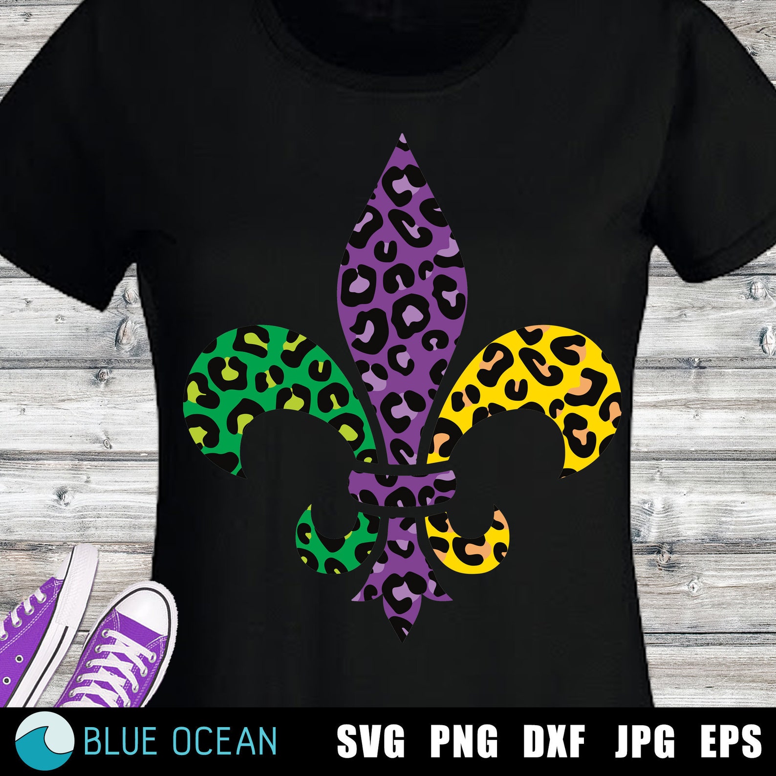 Fleur De Lis Leopard SVG Mardi Gras Fleur De Lis Animal - Etsy