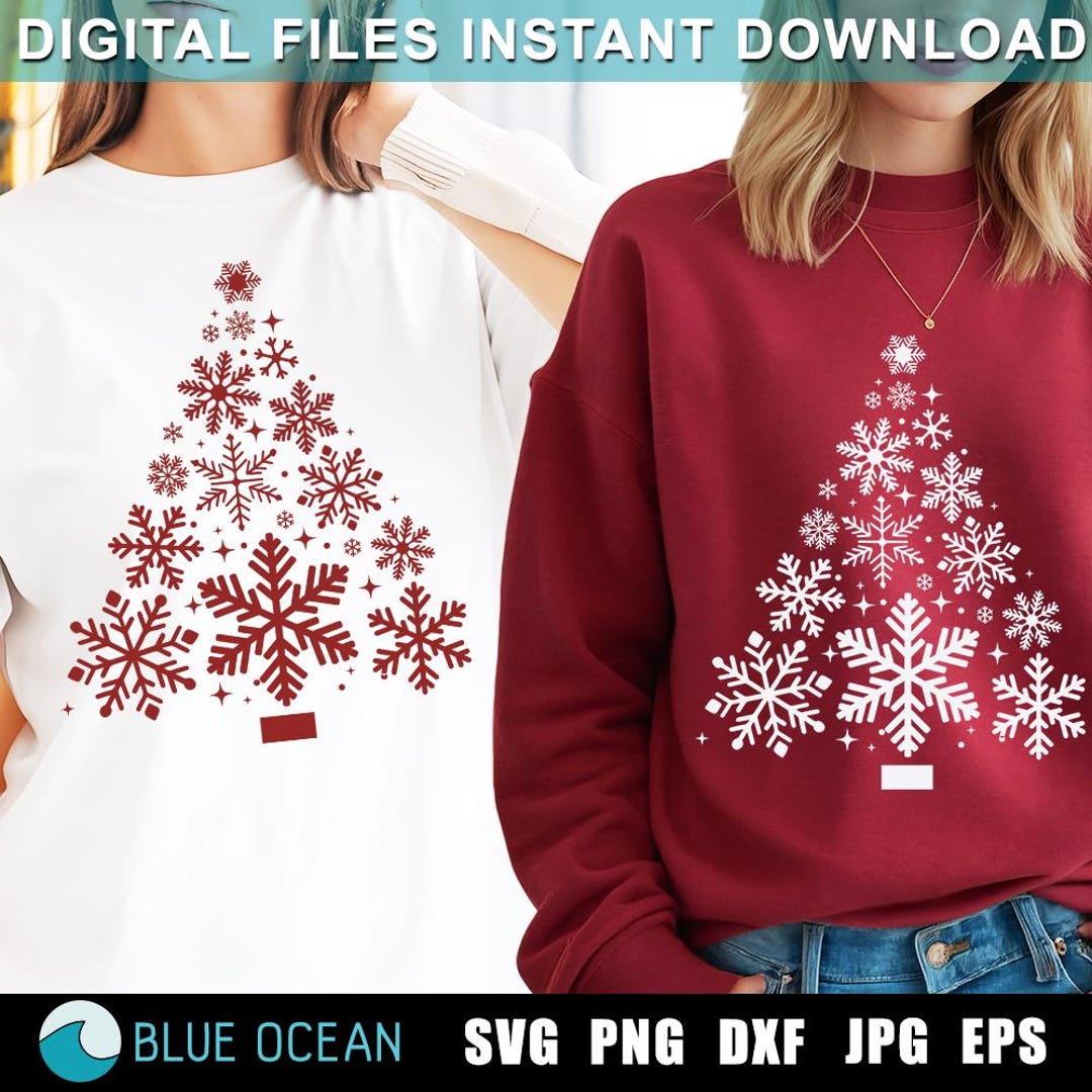 Snowflake Christmas Tree SVG PNG: Holiday Designs (digital Download) - Etsy