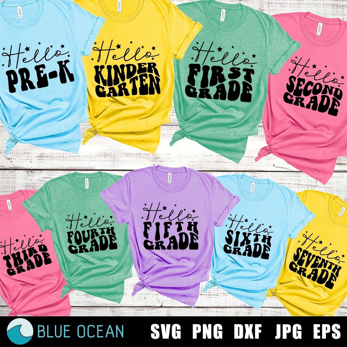 Hello Grade SVG Bundle: Back to School Shirt Designs (digital Download ...