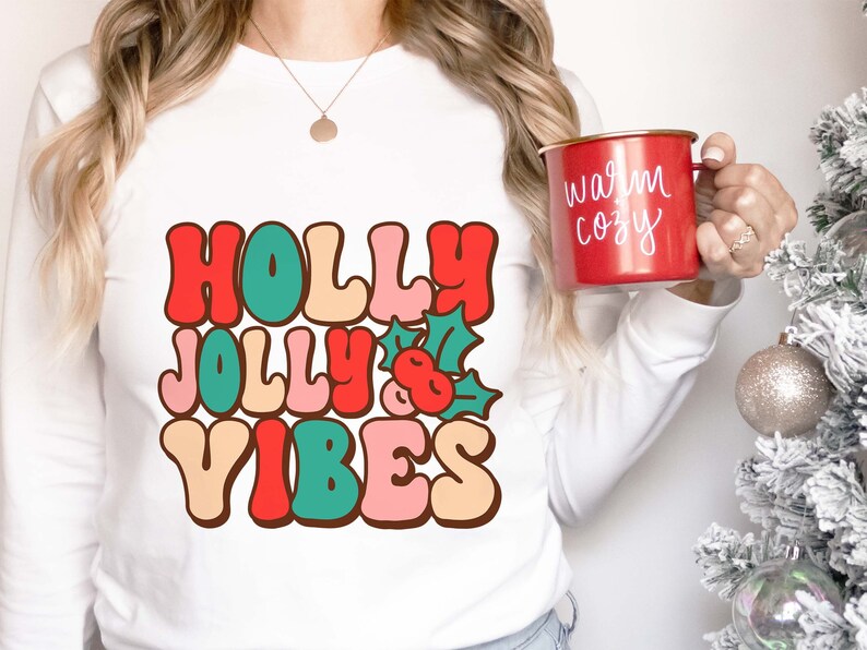 Holly Jolly Vibes SVG Holly Jolly SVG Groovy Christmas SVG - Etsy