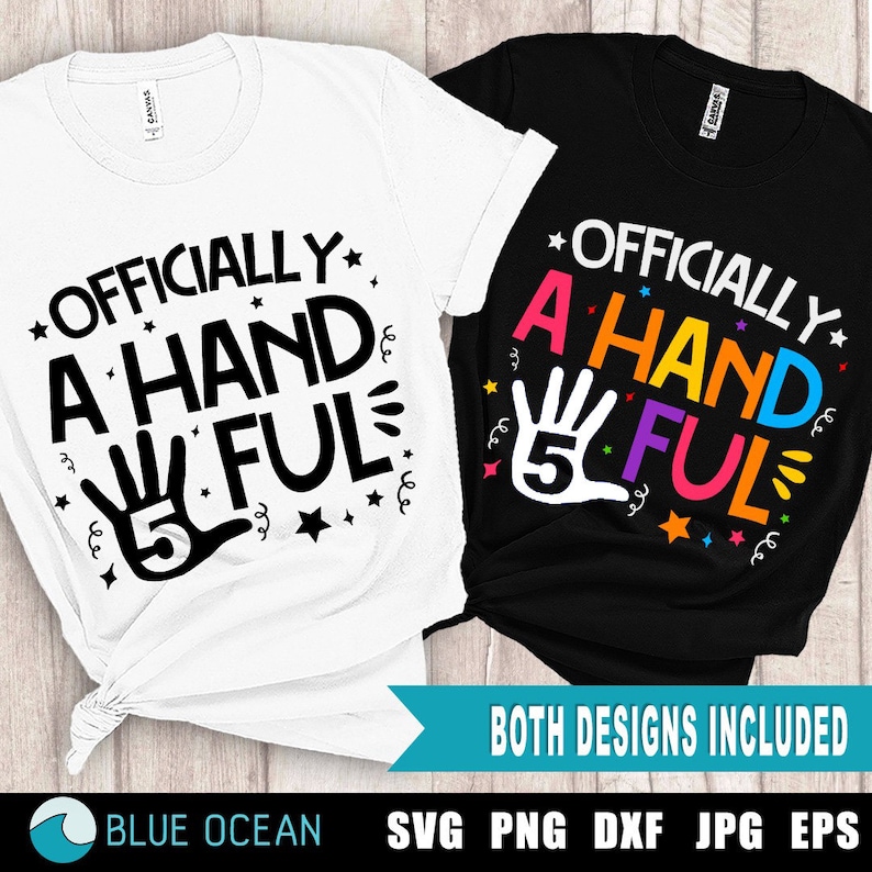 Officially a Handful SVG 5th Birthday SVG Fifth Birthday - Etsy