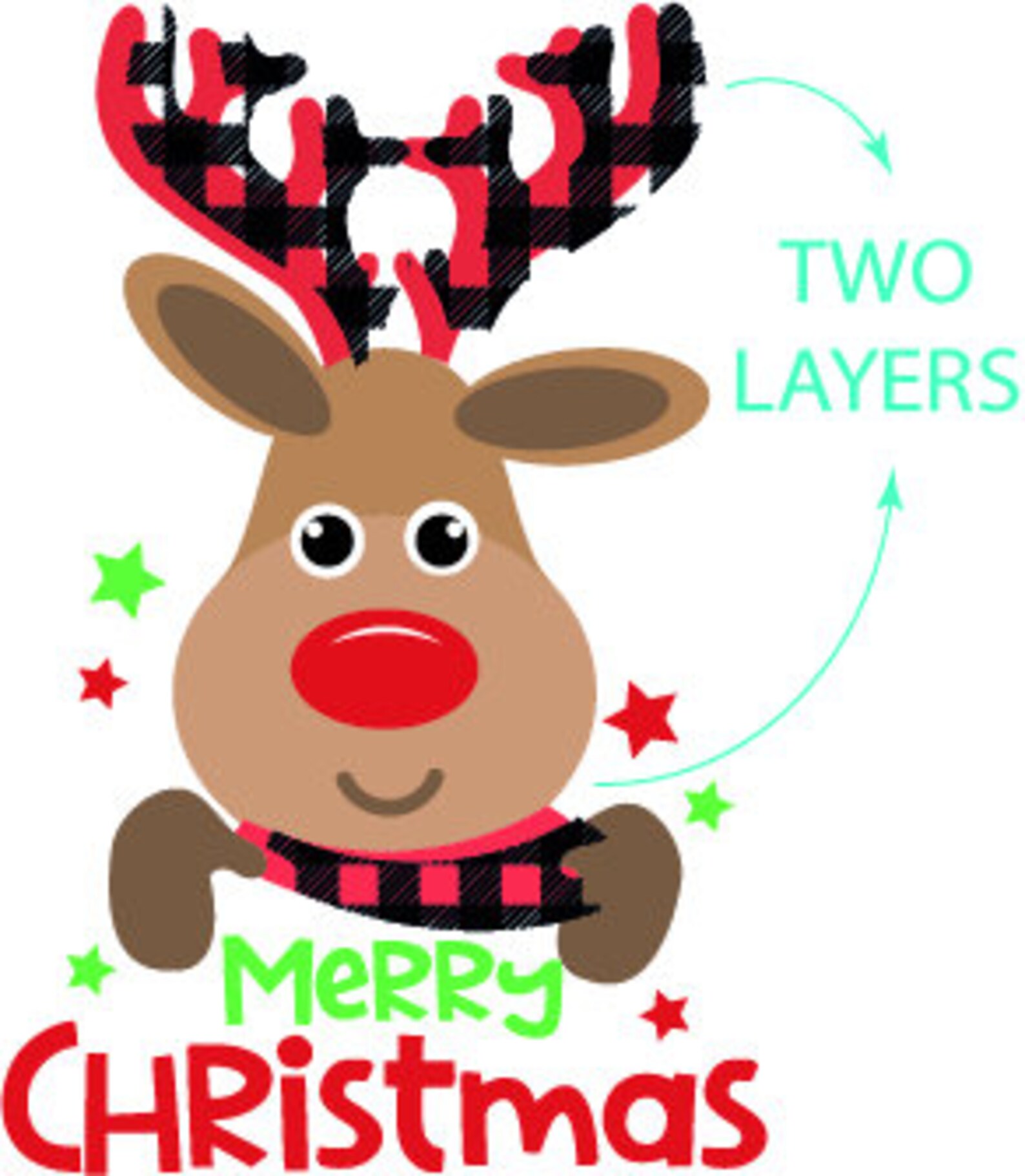 Merry Christmas Buffalo Plaid Reindeer SVG Christmas SVG - Etsy