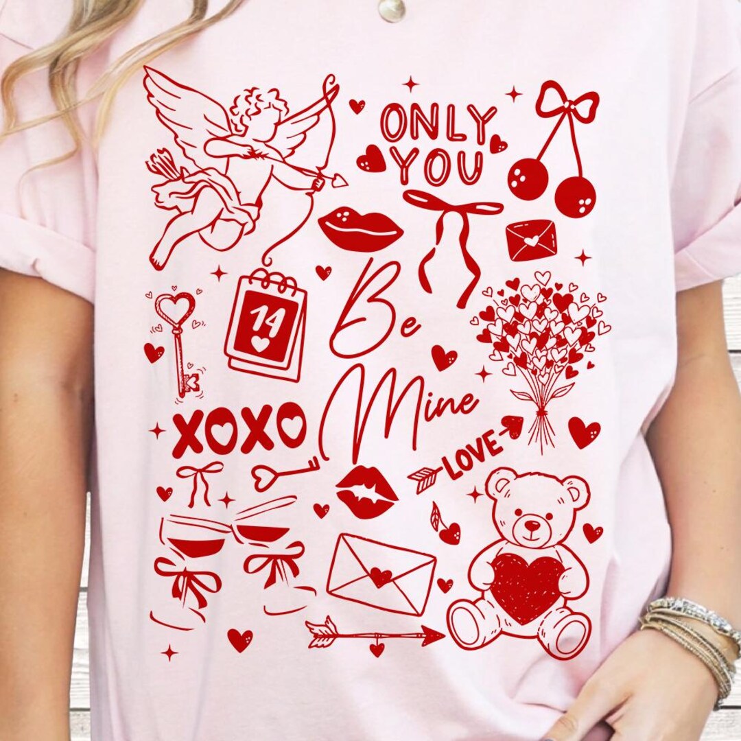 Be Mine PNG, Valentine Doodles Shirt Png, Minimalist Love Png, Cupid ...