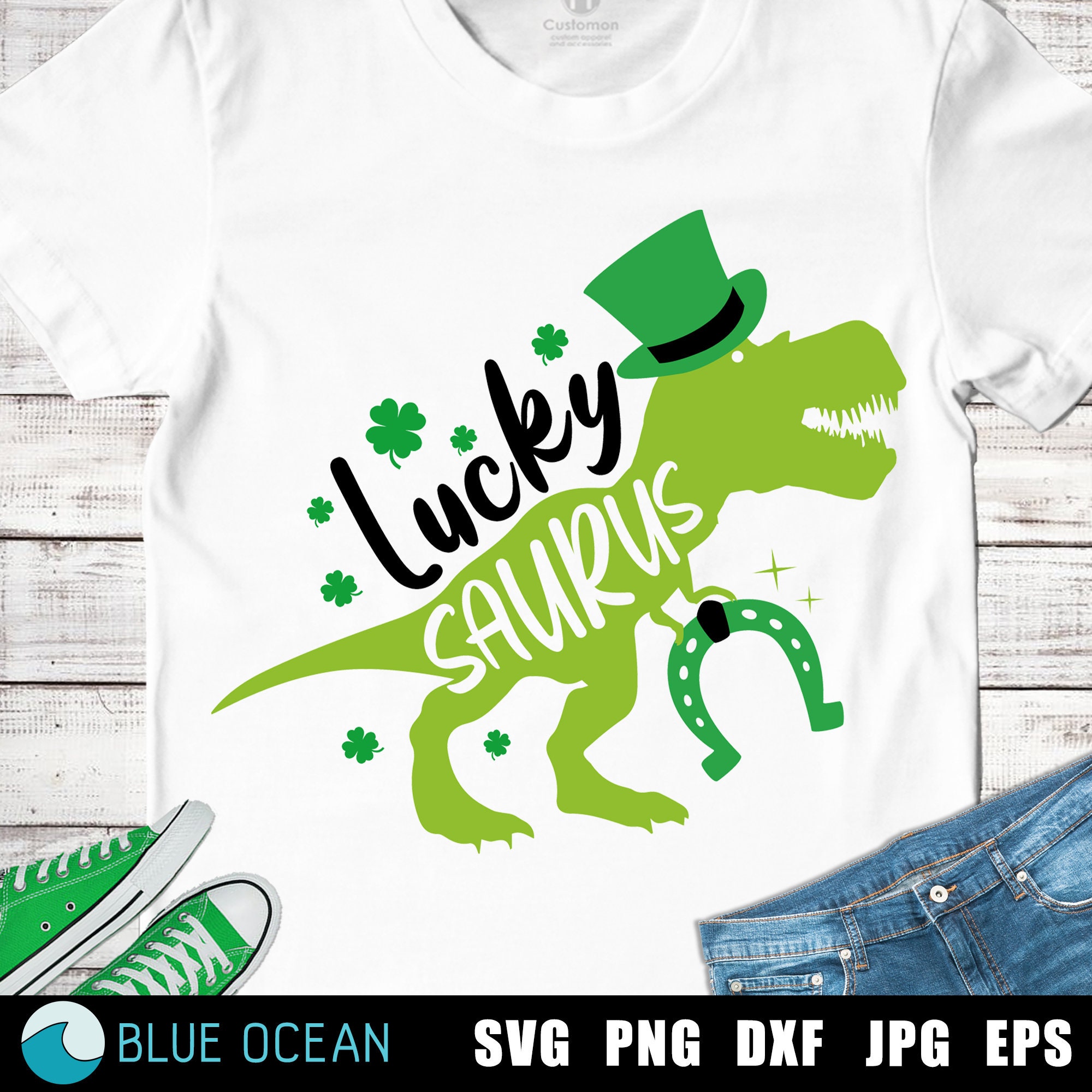 Lucky Saurus SVG St Patrick Dinosaur SVG St Patricks Day | Etsy