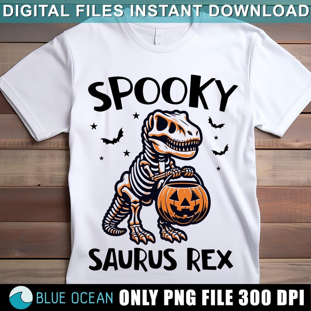 Spooky Saurus Rex Halloween PNG: Dinosaur Skeleton (digital Download ...