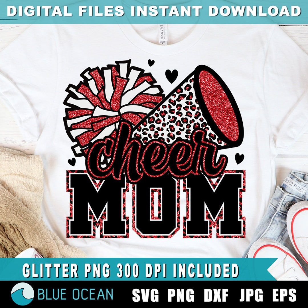 Cheer Mom Svg, Leopard Megaphone Svg, Red Cheerleader Svg, Cheerleader ...