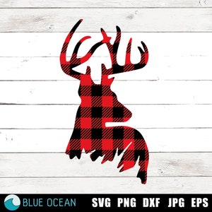 Reindeer SVG, Deer SVG, Deer Head SVG, Plaid Deer Svg, Christmas Svg - Etsy