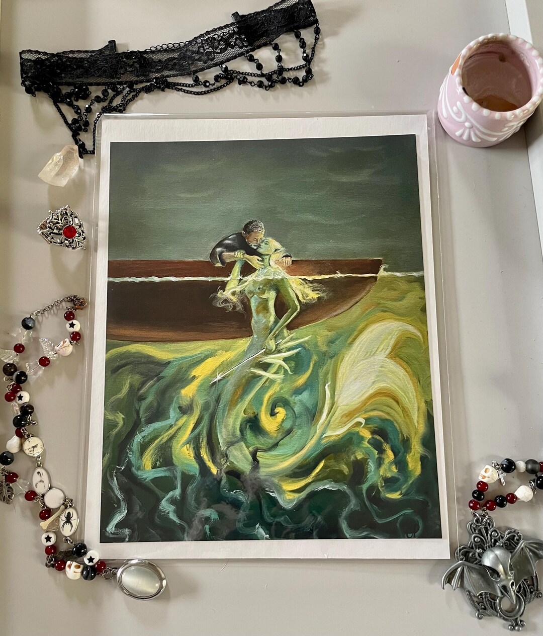 Mermaid/siren and Pirate Oil Painting Art Print a Dangerous Seductress ...