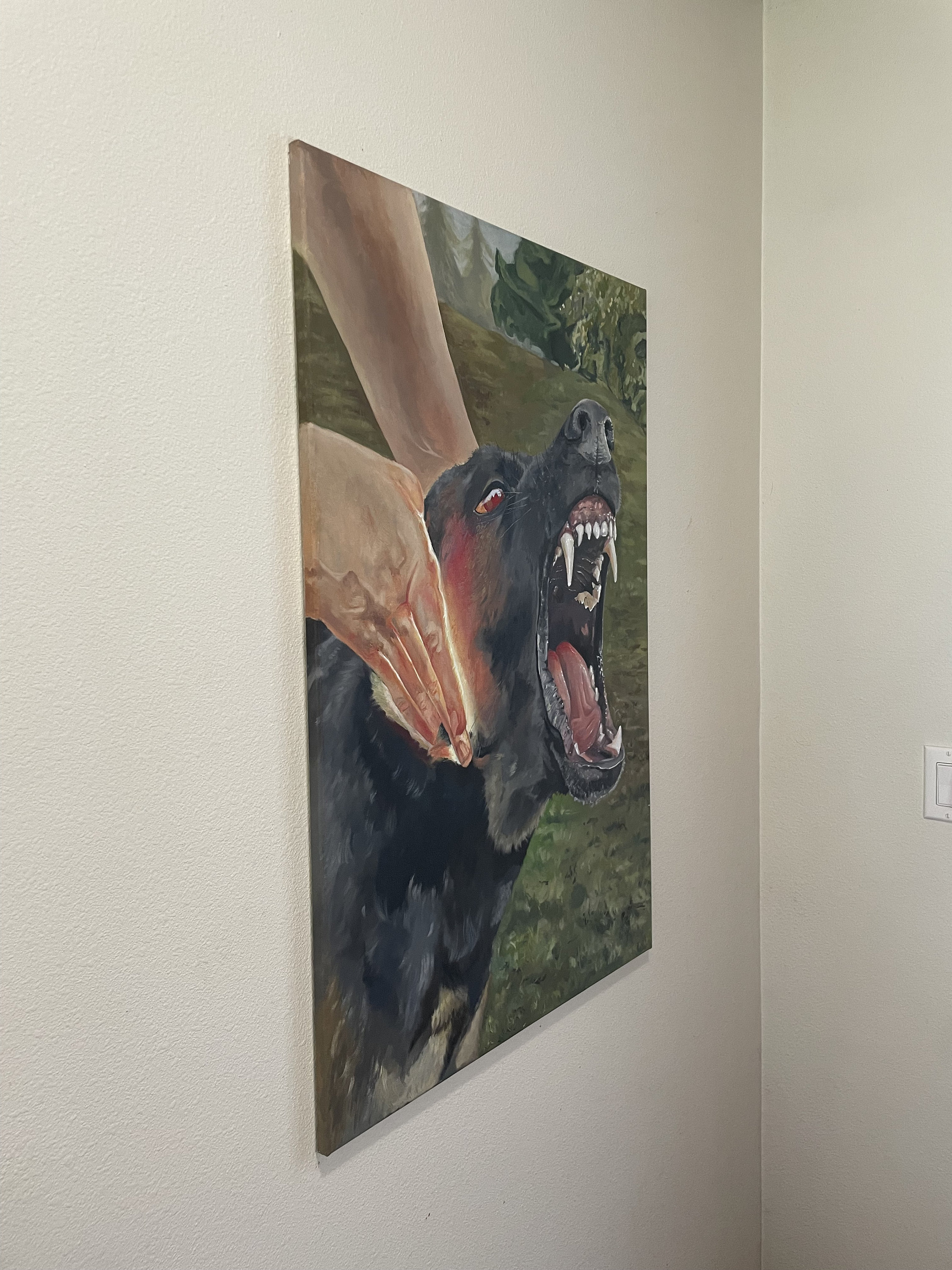 Original Oil Painting on Canvas -- Barking & Growling Dog - Greek ...