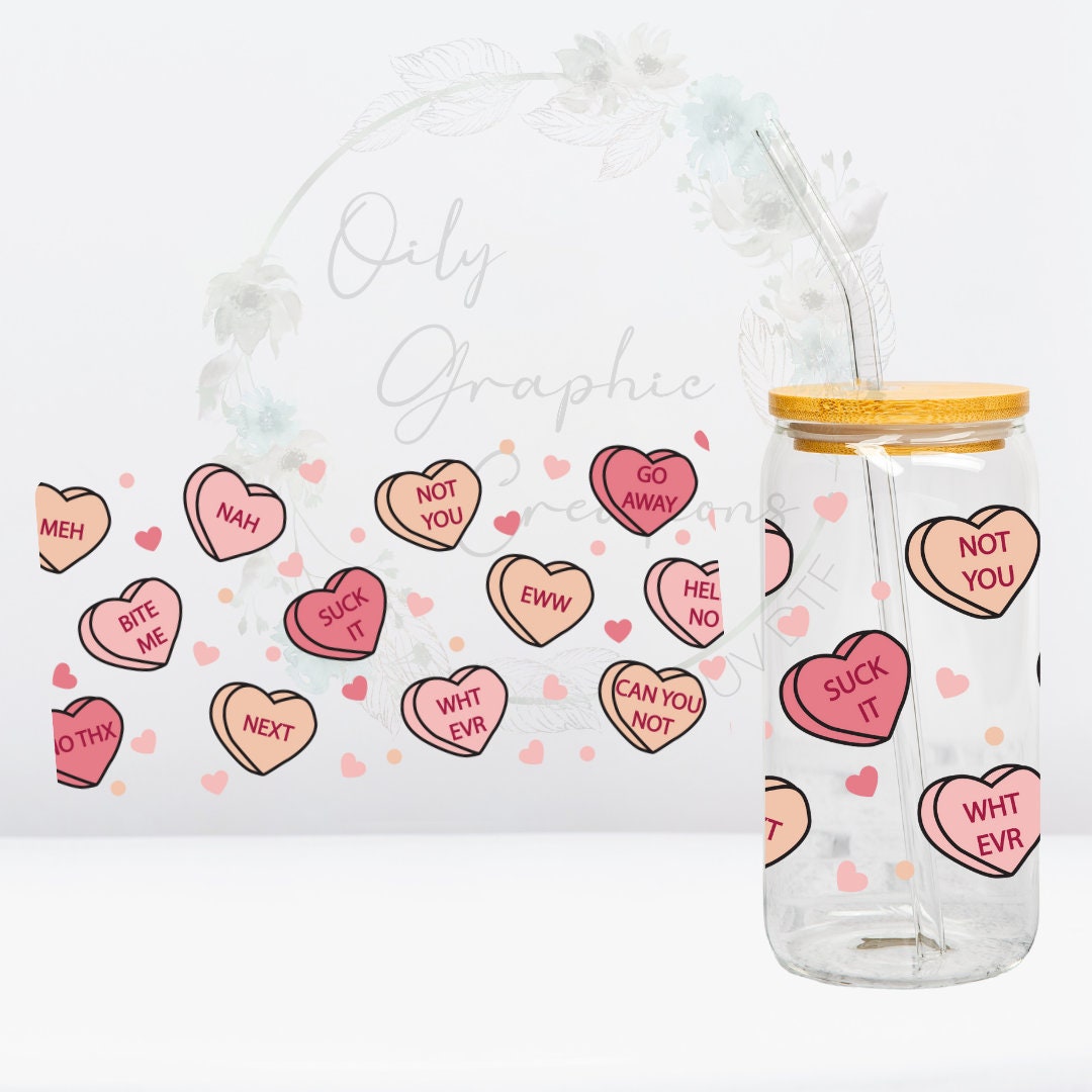 Bite Me Candy UV DTF Wrap, 16oz Glass Can Wrap, Glass Cup, Transfer ...