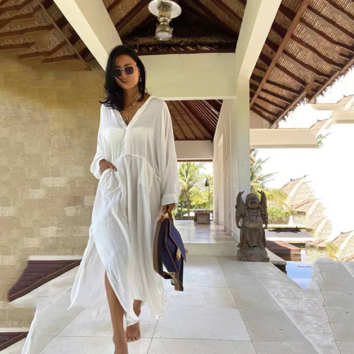 Women White Beach Coverup Summer Maxi Swimsuit Dress One - Etsy