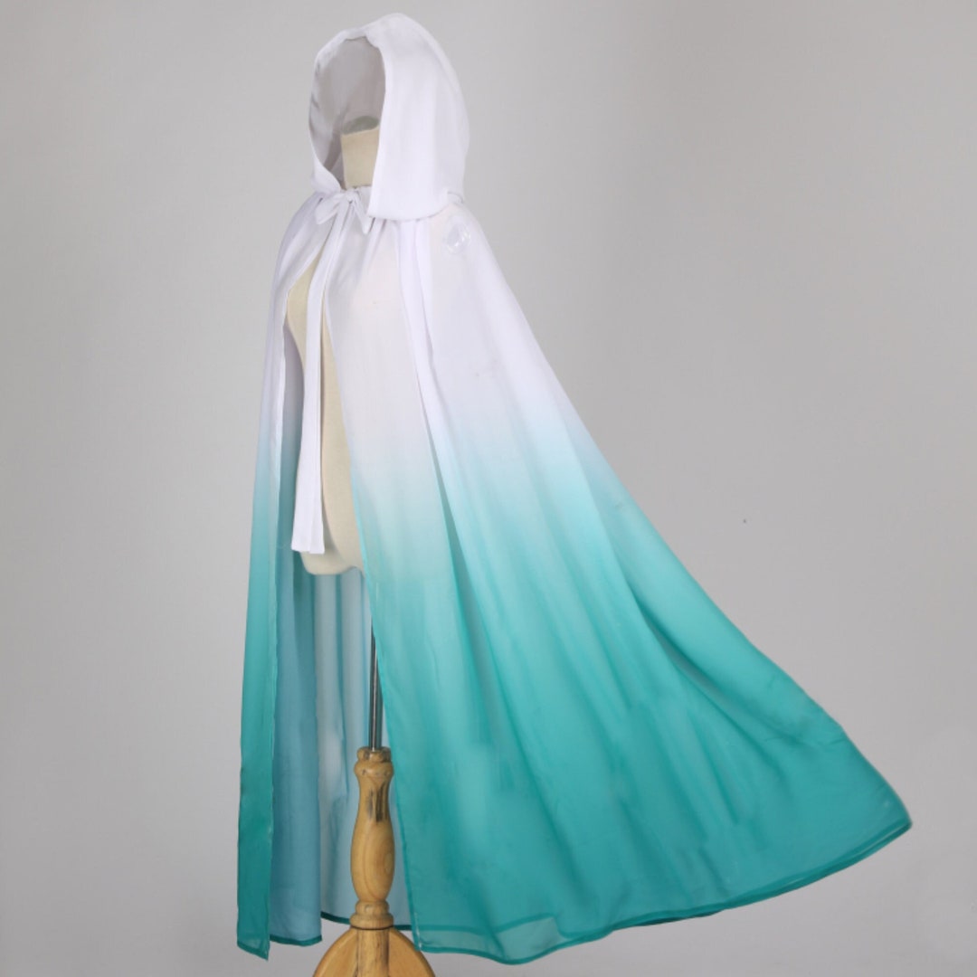 Light Blue Cloak, White Hooded Cape, Halloween Superhero Cloak, Witch ...