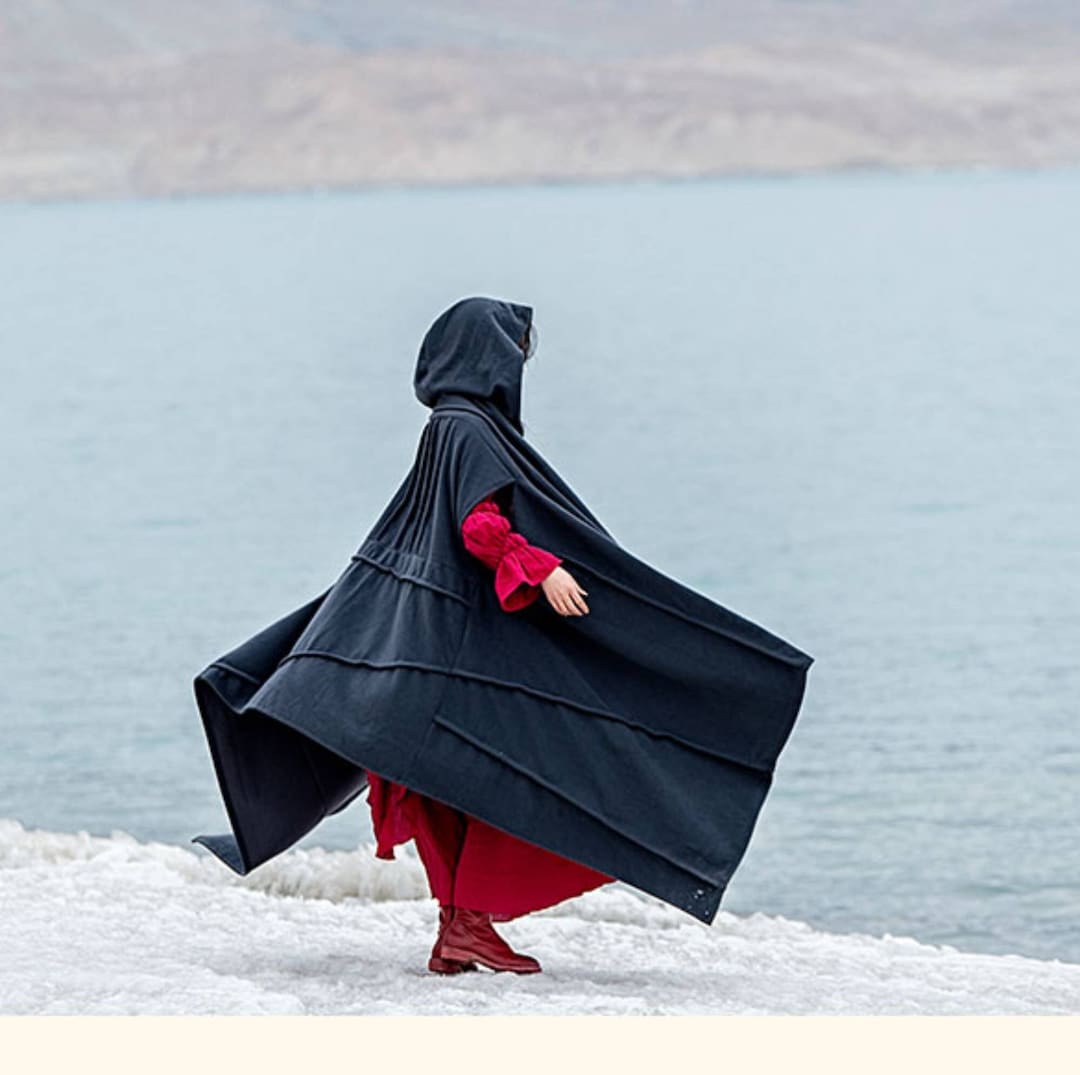 Black Cloak Women Hooded Cloak Witch Hat Vintage Cloak Robe - Etsy