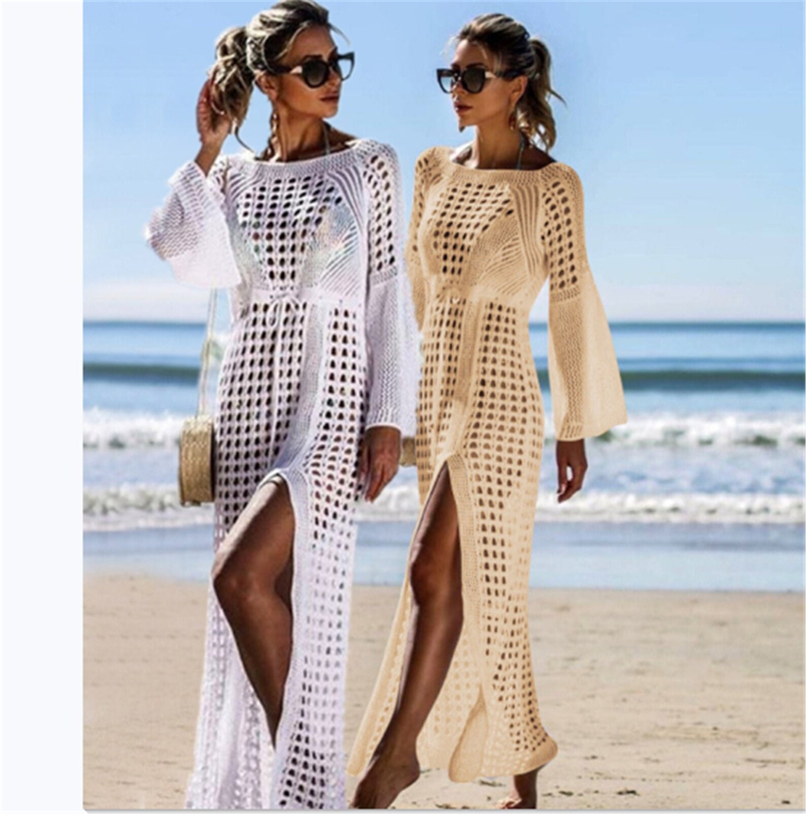 Sexy Crochet Beach Cover Up Long Beach Dress Boho Etsy