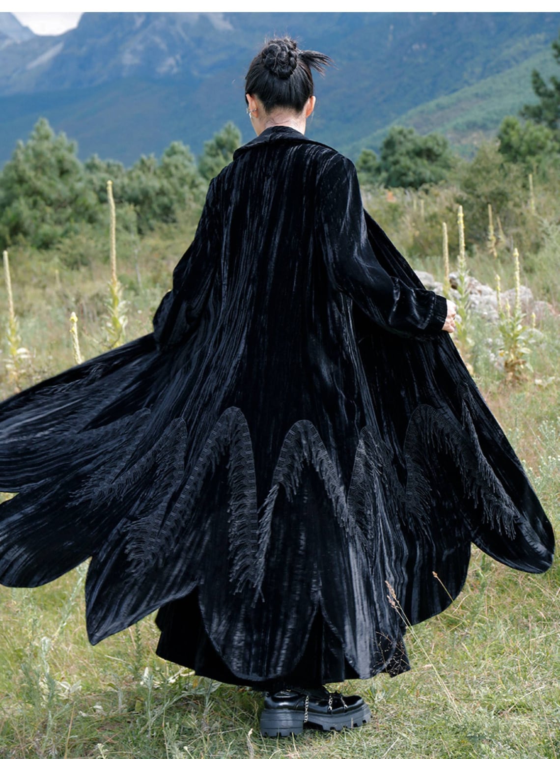 Velvet Black Cloak Warm Long Cloak Medieval Velvet Cloak - Etsy