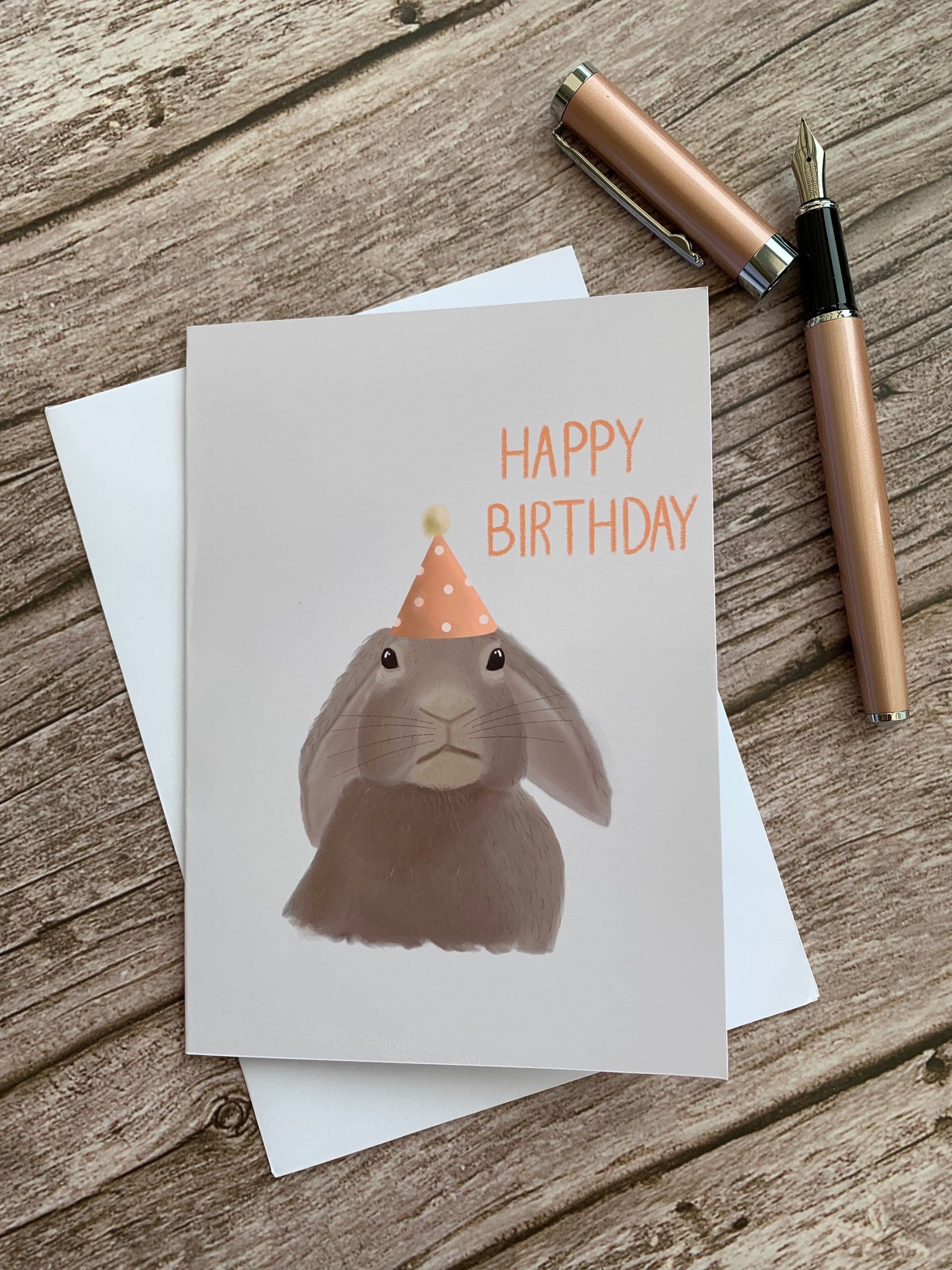 Rabbit birthday card birthday wishes greeting card | Etsy