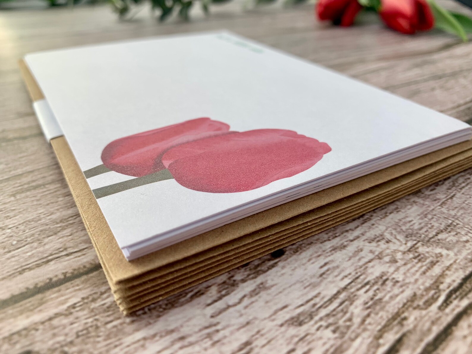 Tulip Note Cards, A6 Notelets, Postcard Style Notecards, Floral ...