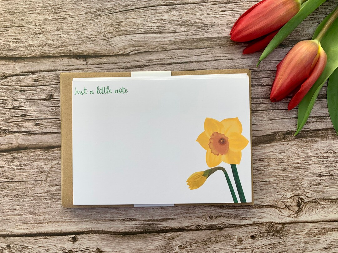 Daffodil Note Cards, A6 Notelets, Postcard Style Notecards, Floral ...
