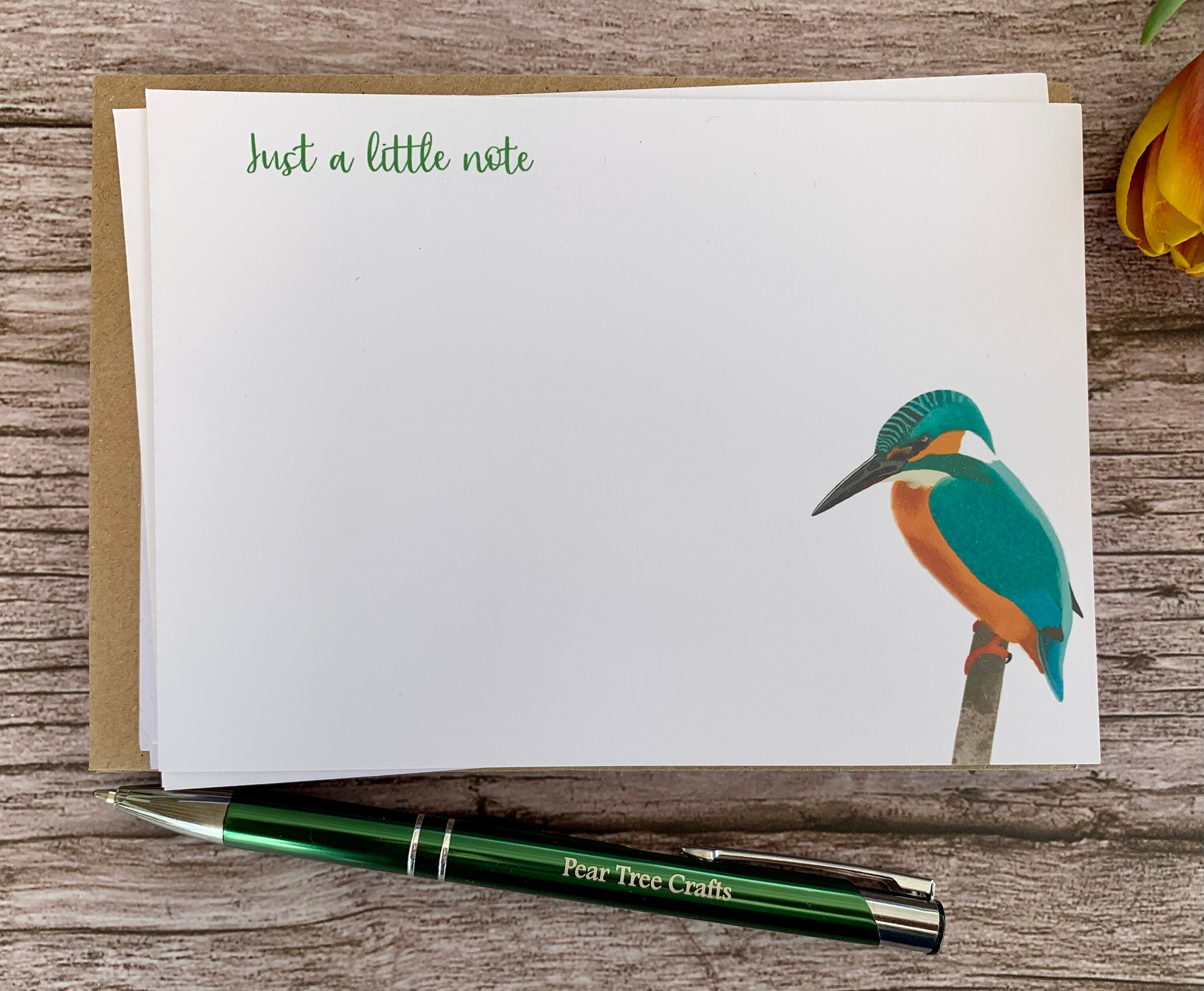 Kingfisher Notecards, Bird Notelets, Wildlife Stationery, Just Because ...