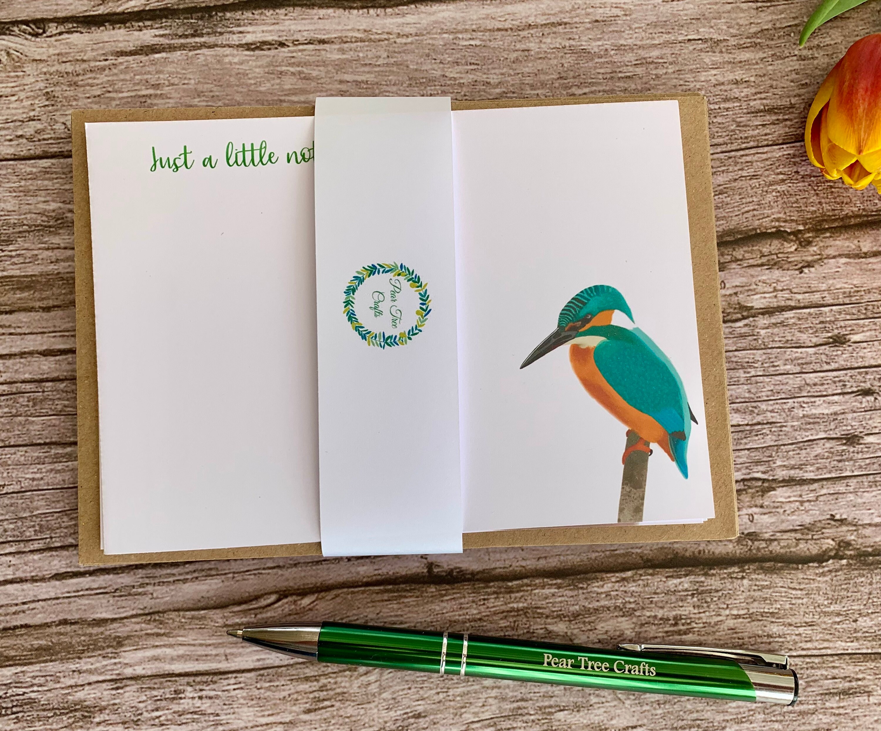 Kingfisher Notecards, Bird Notelets, Wildlife Stationery, Just Because ...