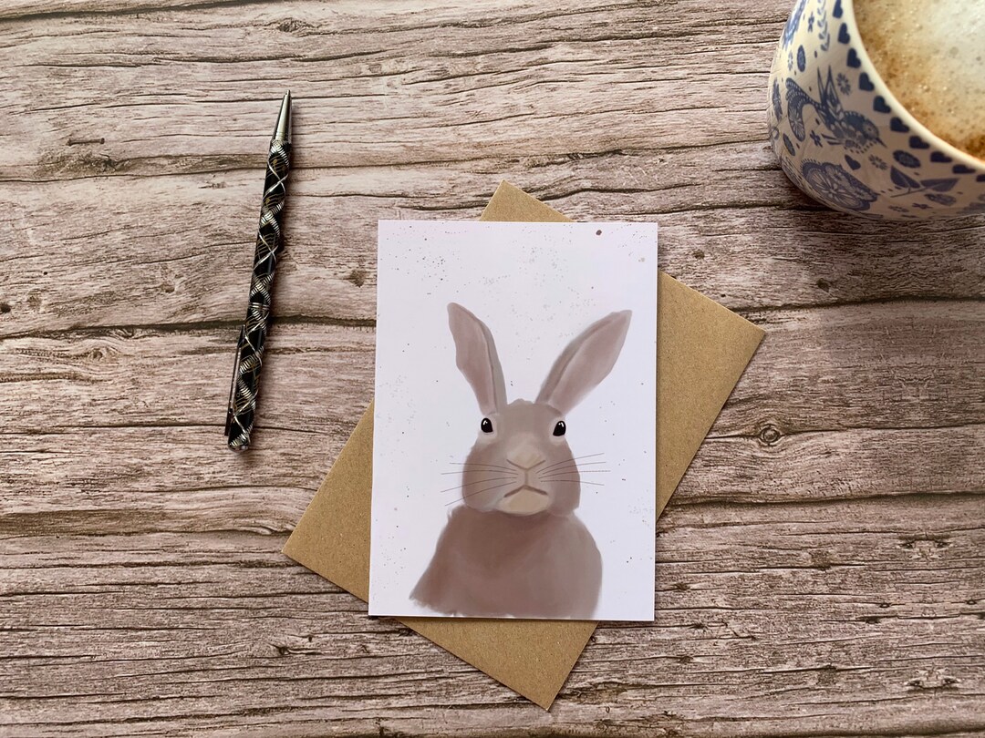 Rabbit Blank Greetings Card Notecard for Animal Lovers - Etsy