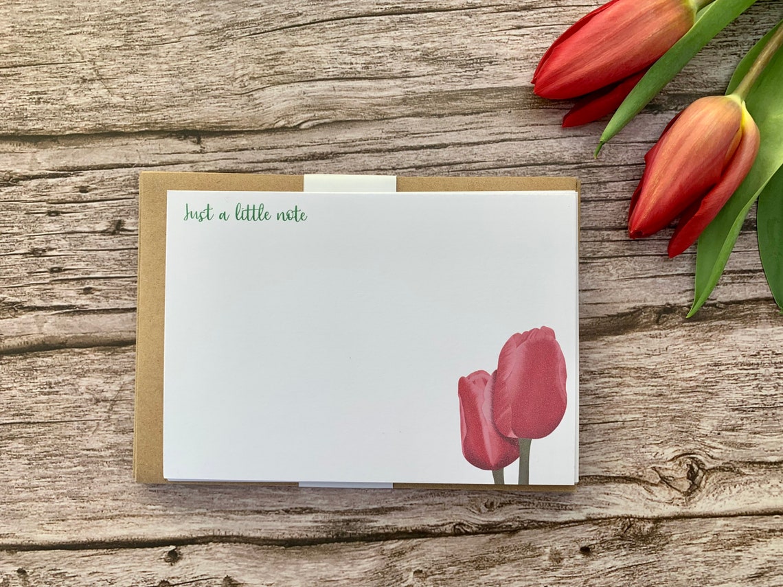 Tulip Note Cards, A6 Notelets, Postcard Style Notecards, Floral ...