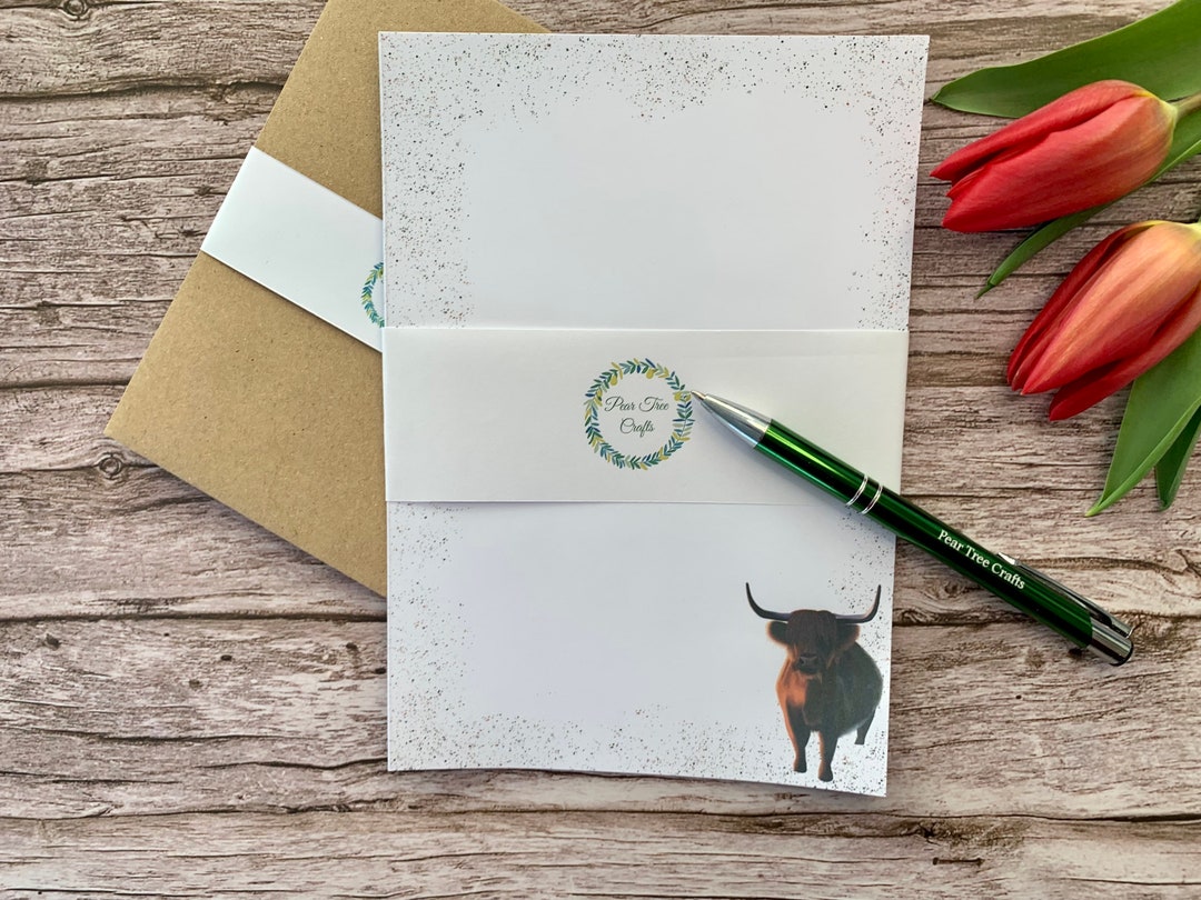 Highland Cow Writing Set, Animal Letter Writing Set, Stationery Set ...