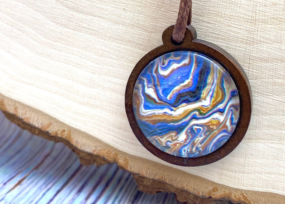 Nature Lovers Paint Pour Necklace/choker With Adj PU (faux) Leather ...