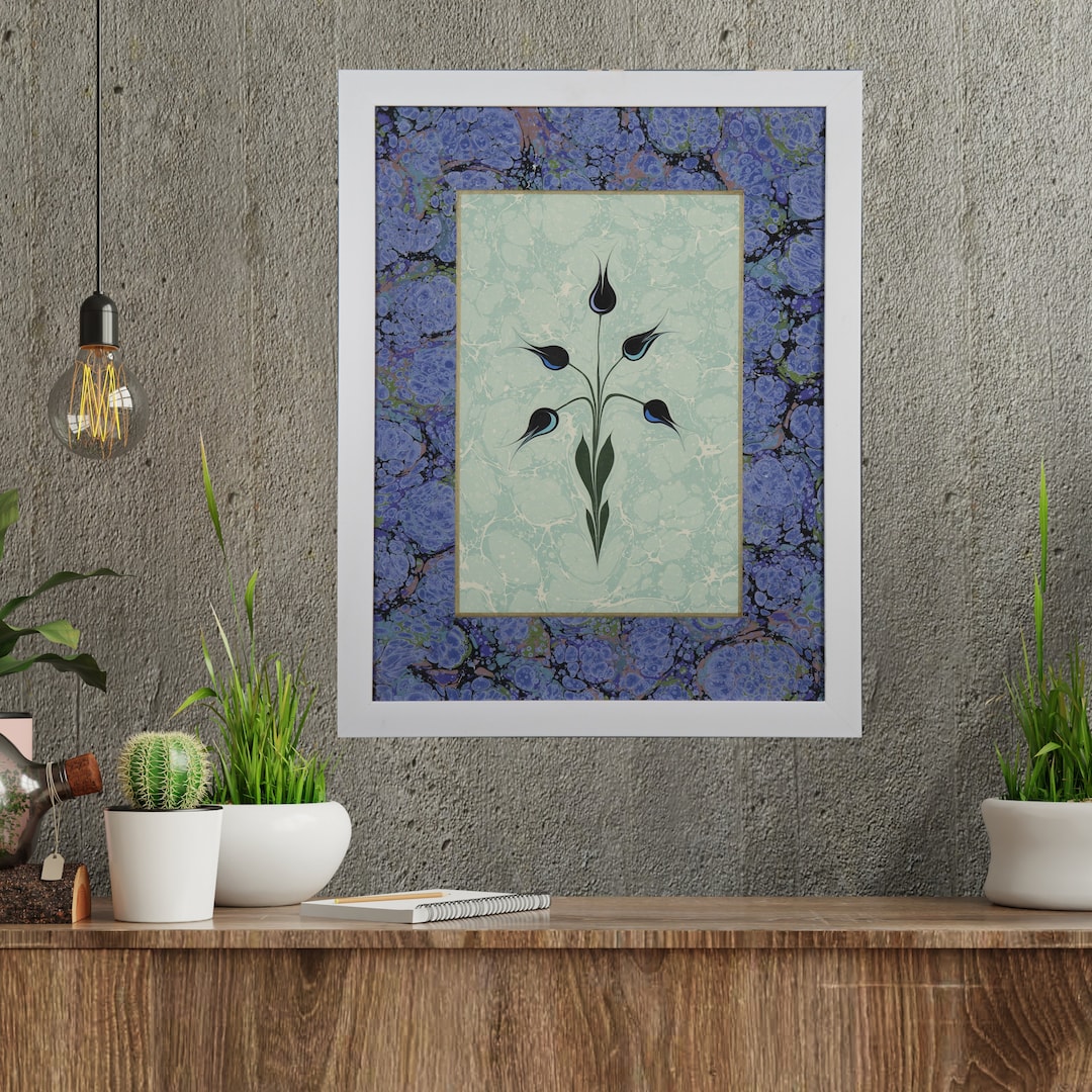 Ebru Painting. Handmade Marbling Art Home Decor. Wall Arts. Art on ...