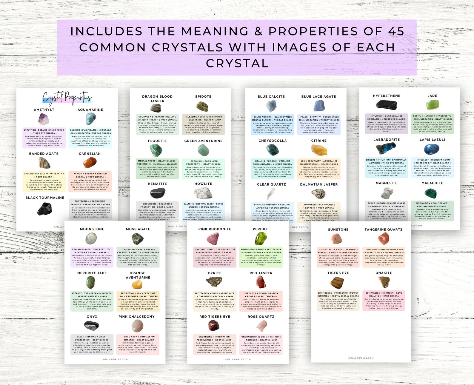 Crystal Meaning Guide // Crystal Printable // Crystal Cheat - Etsy
