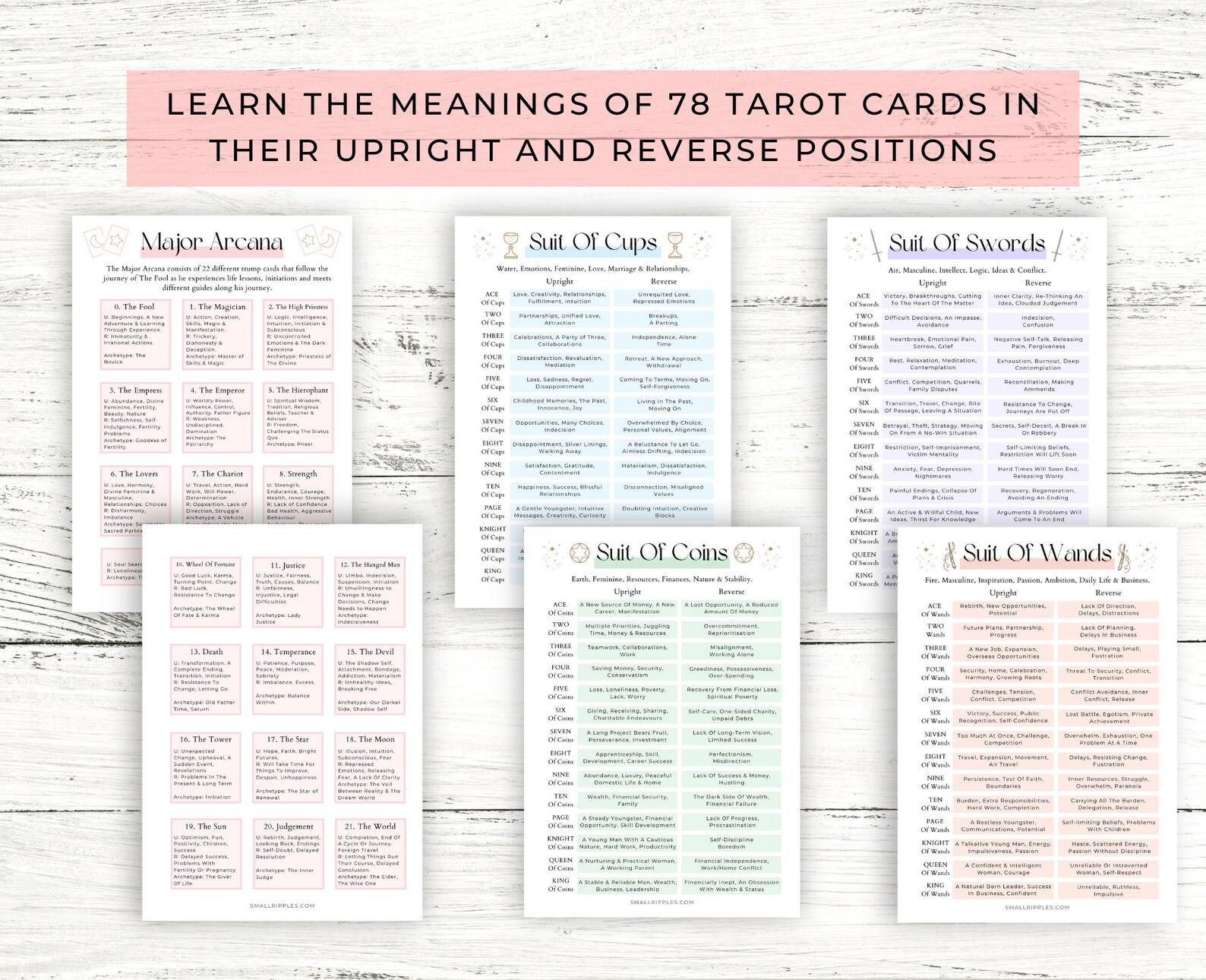 Tarot Cheat Sheet Printable // Tarot Meanings // Tarot Printable ...