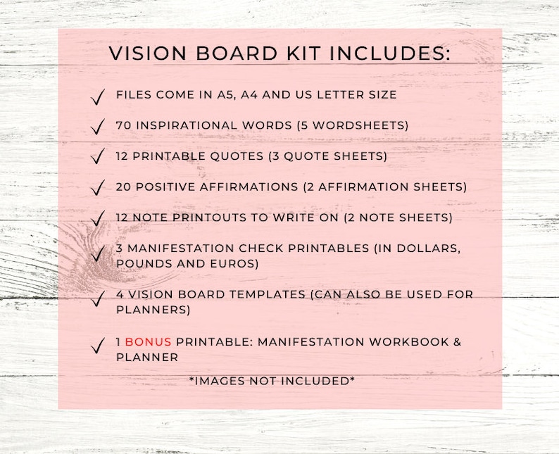 Vision Board & Manifestation Kit Printable // Dream Board Kit | Etsy