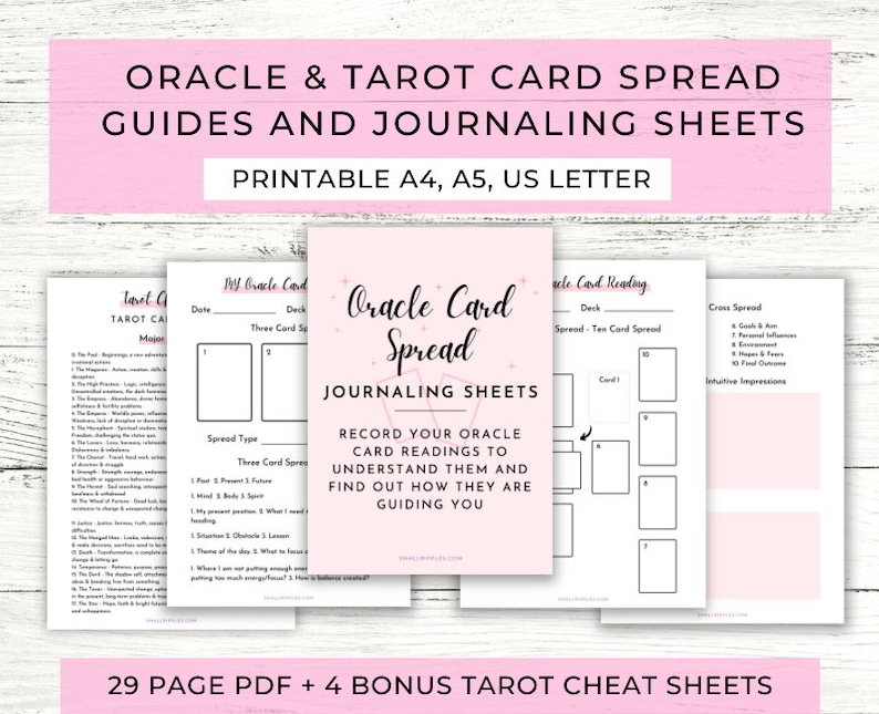 Tarot Journal & Tarot Cheat Sheet Printable // Tarot Spread Templates ...