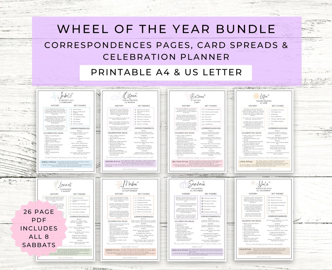 Wheel of the Year Printable Bundle // Sabbat Grimoire Pages // Tarot ...