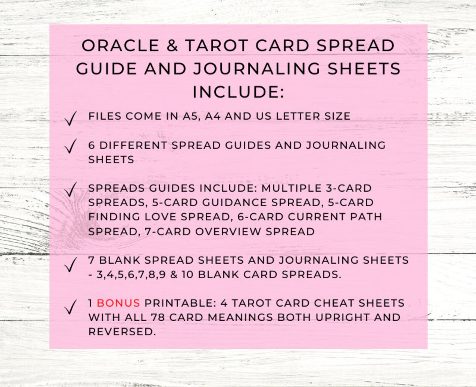Tarot Journal & Tarot Cheat Sheet Printable // Tarot Spread - Etsy