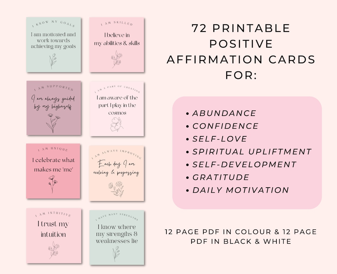 Affirmation Cards Printable // Positive Affirmation Cards for Women ...