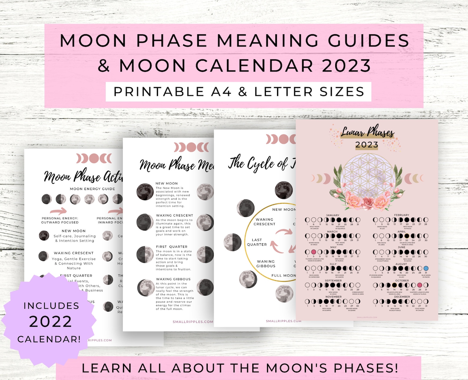 Moon Phase Printable Guide Sheets // Moon Phase Meaning Poster - Etsy