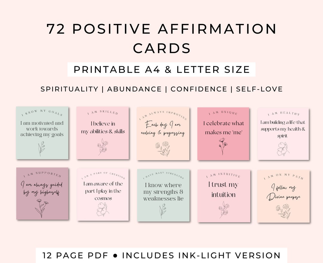 Affirmation Cards Printable // Positive Affirmation Cards for Women ...