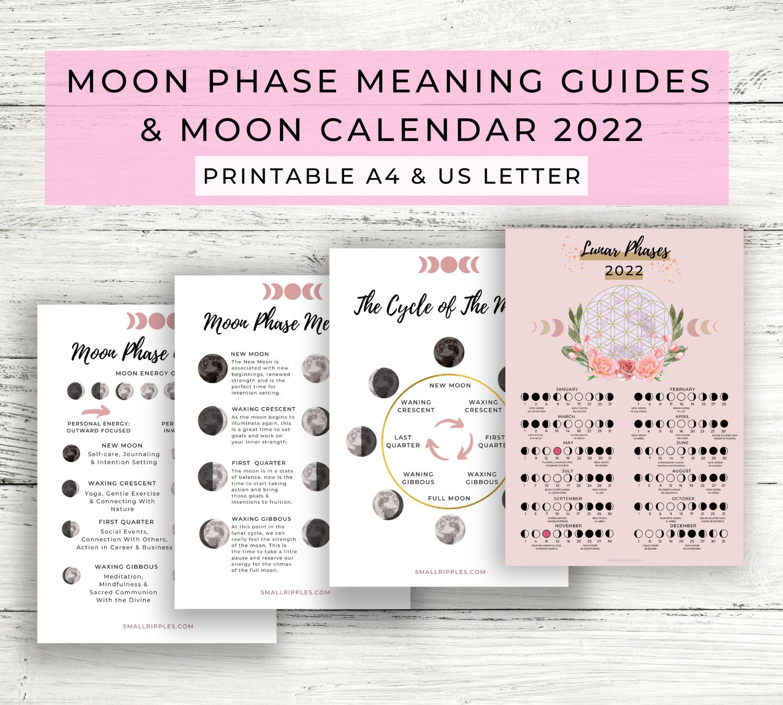 Moon Phase Printable Guide Sheets // Moon Phase Meaning Poster - Etsy UK