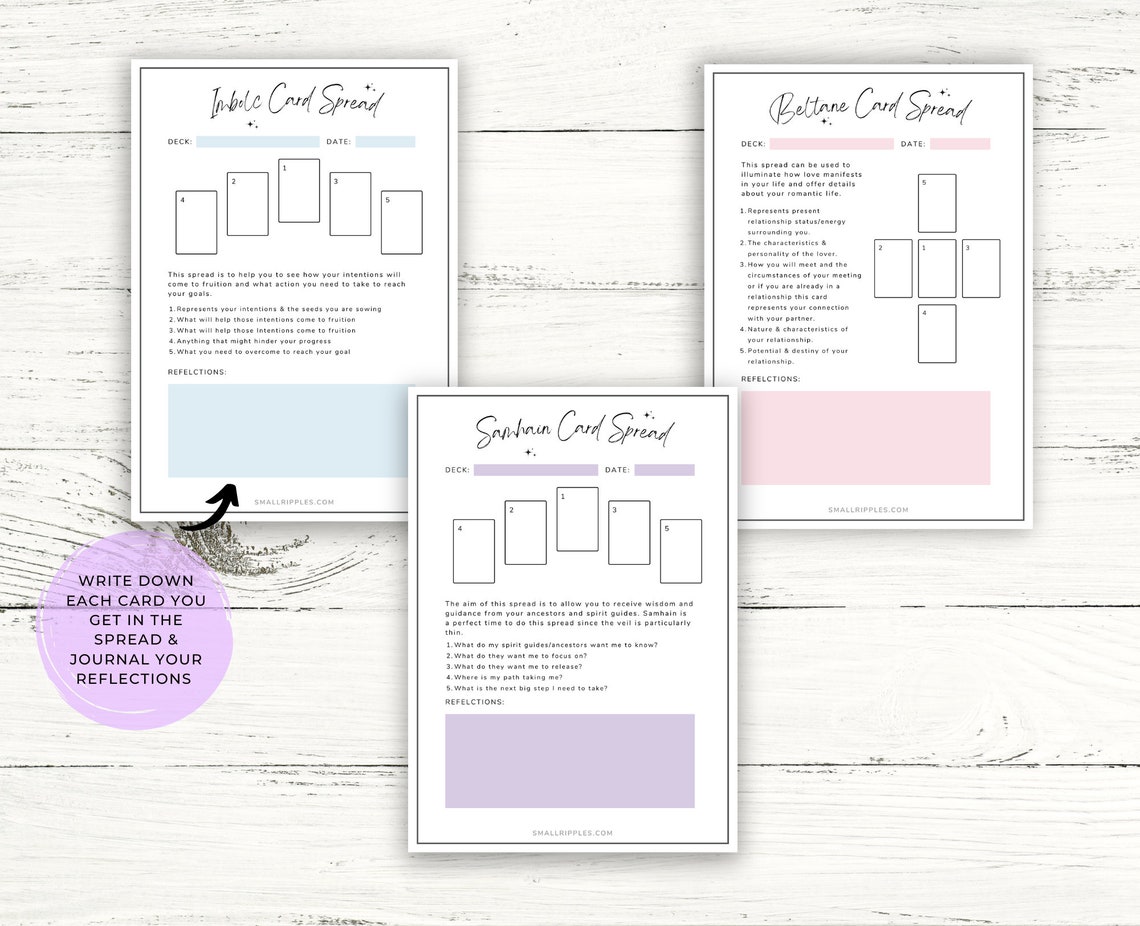 Sabbat Tarot Spread Guides Printable // Wheel of the Year Tarot Spreads ...