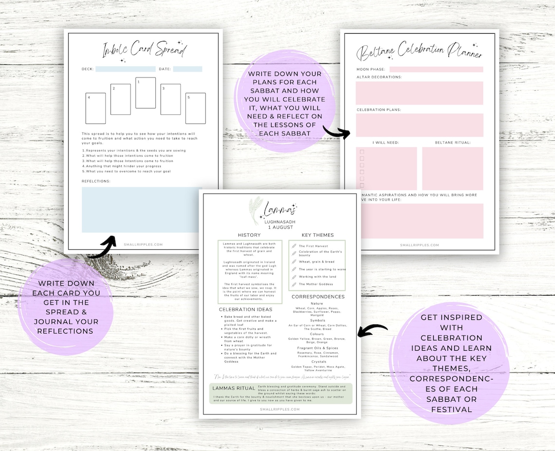 Wheel of the Year Printable Bundle // Sabbat Grimoire Pages // Tarot ...