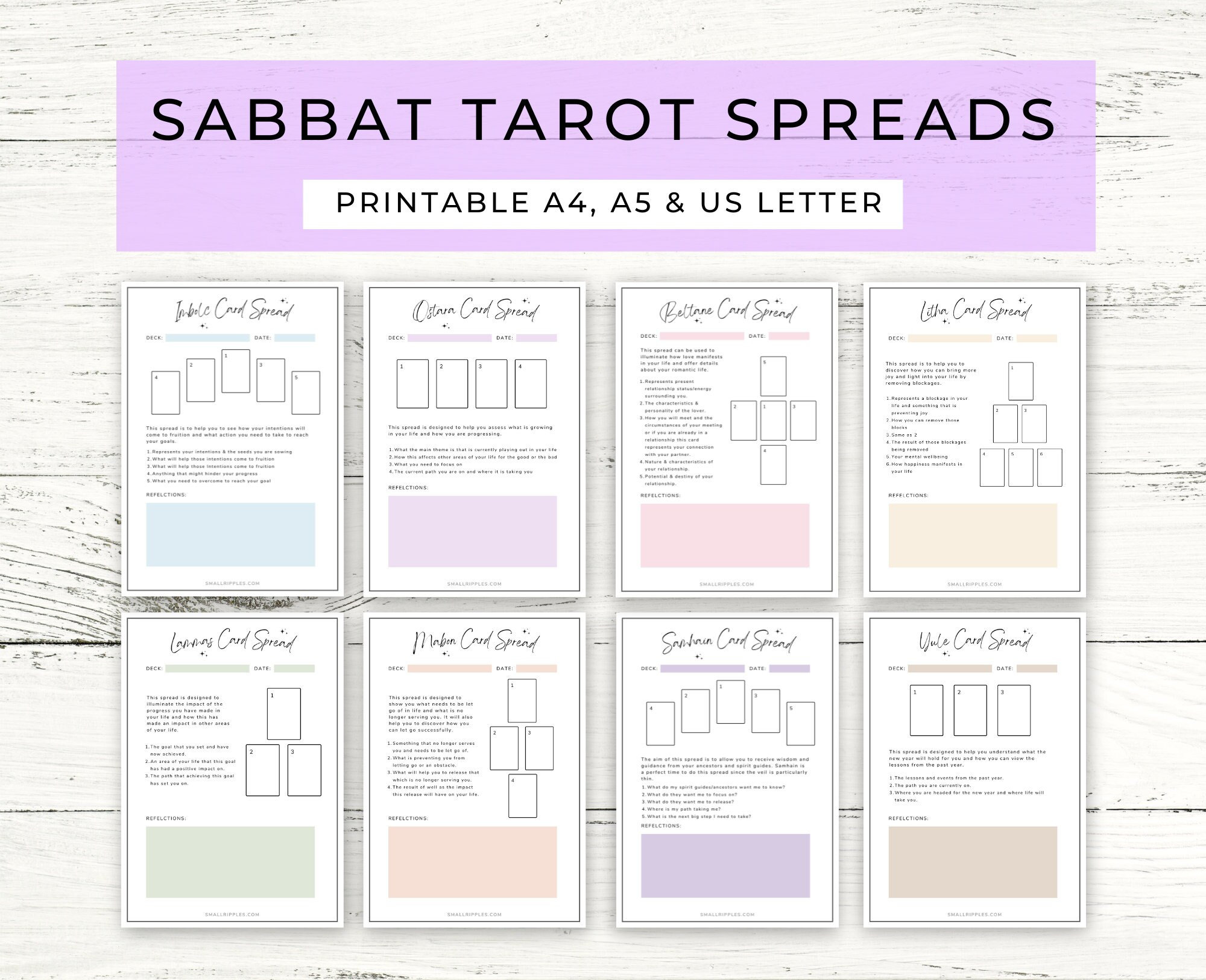 Sabbat Tarot Spread Guides Printable // Wheel of the Year Tarot Spreads ...