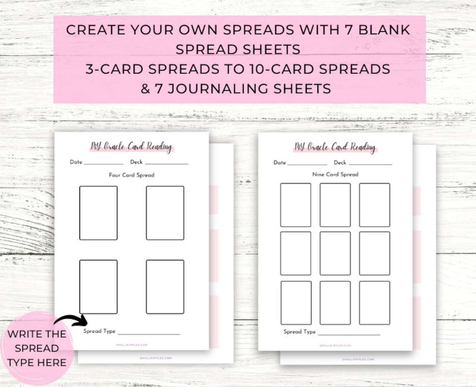 Tarot Journal & Tarot Cheat Sheet Printable // Tarot Spread Templates ...