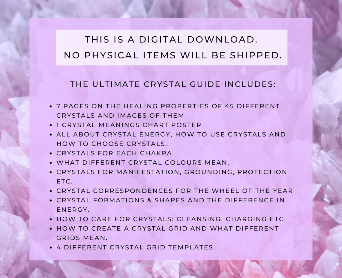 Crystal Meaning Guide // Crystal Printable // Crystal Cheat - Etsy