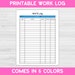 Monthly Work Log Printable. Time Log. Task Log. Working Hours - Etsy