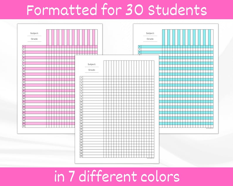 Teacher Gradebook Printable. Teacher Planner. Grade Tracker. Student ...
