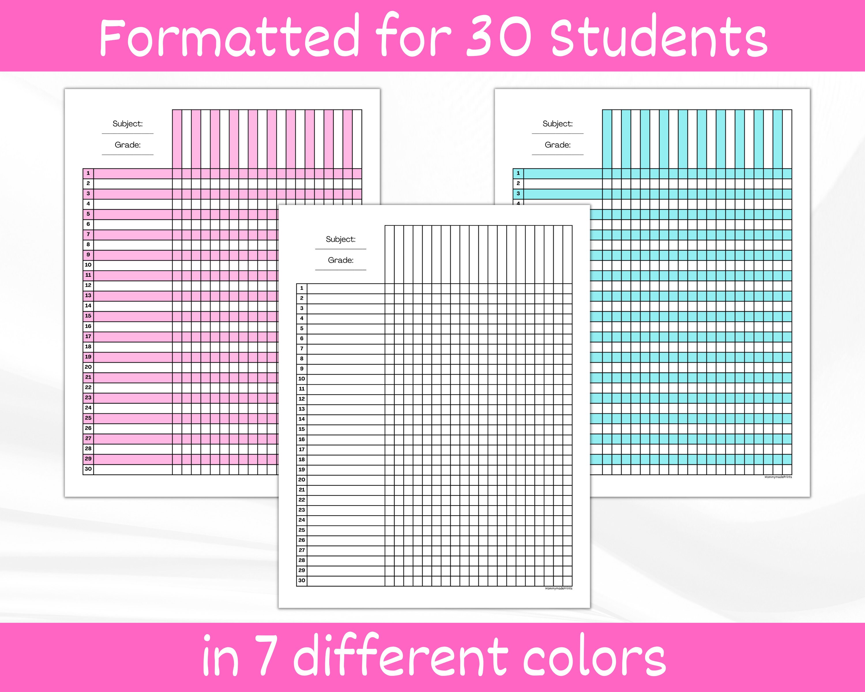 Teacher Gradebook Printable. Teacher Planner. Grade Tracker. Student ...